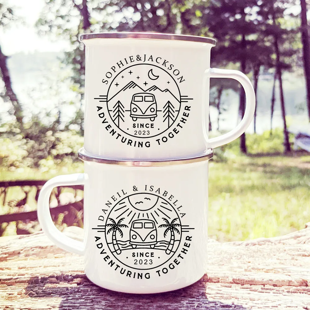 Personalized Coffee Mug 12oz. Metal Enamel Custom Name – About Camping