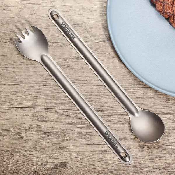 Titanium Spork & Spoon Set: Ultralight Cutlery for Campers | Widesea ...